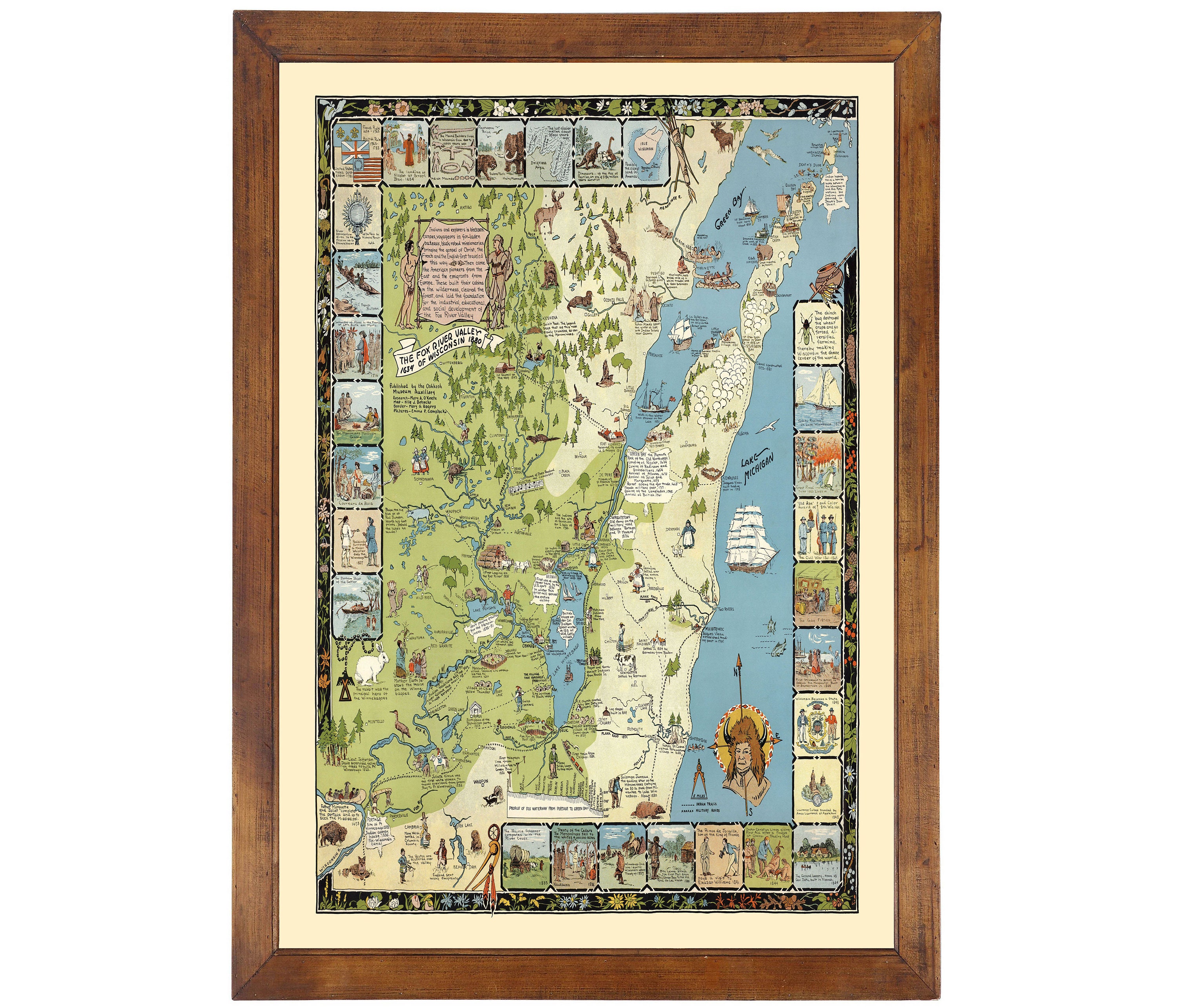 WI Fox River Valley 1931 Ready-to-frame 24 x 36 print reproduced from a ...