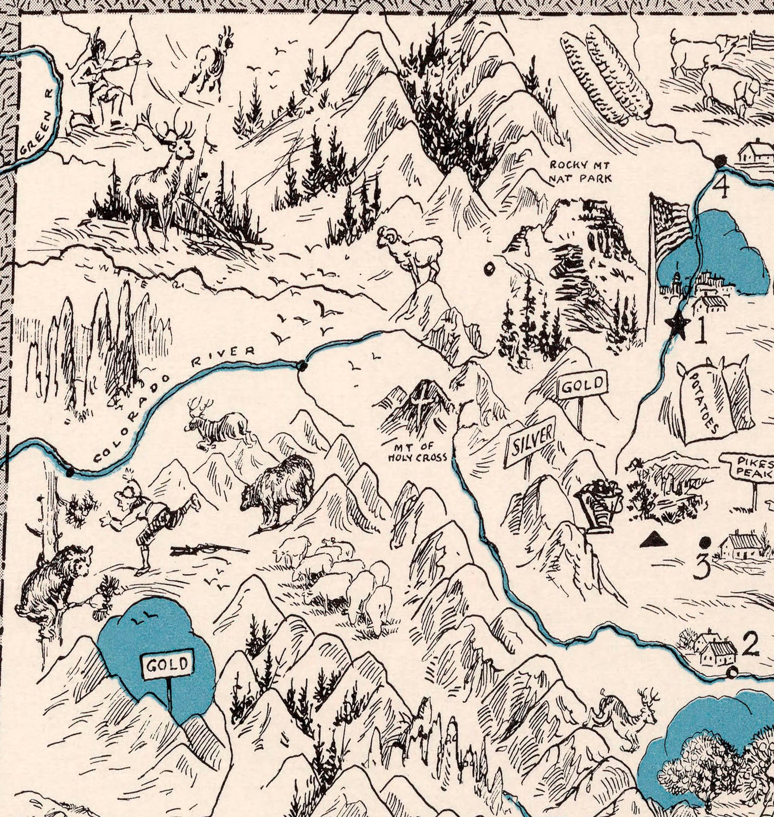 Colorado Pictorial Map 1931 Ready-to-frame 18 X - Etsy