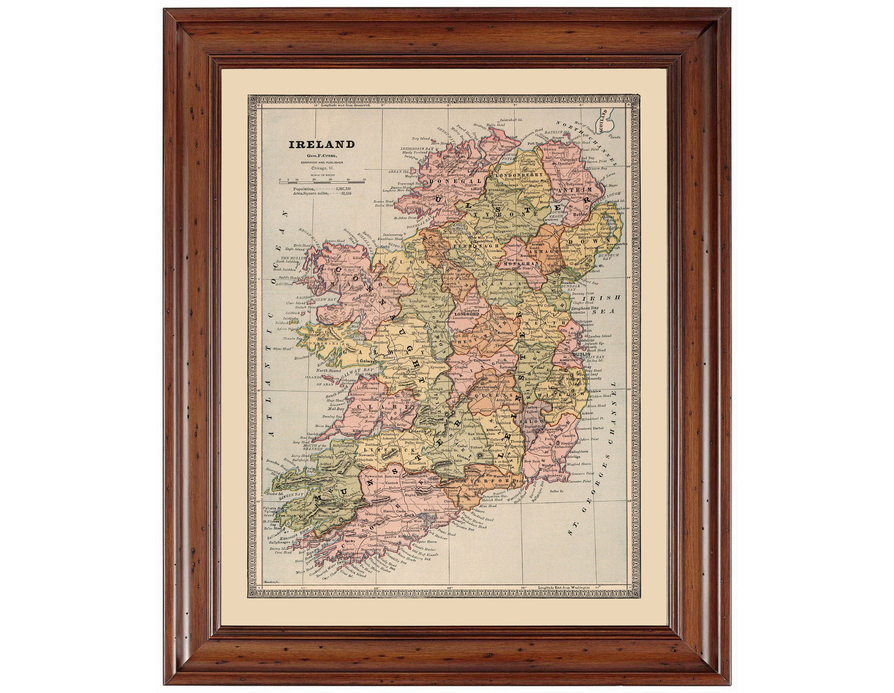 Ireland 1883; Ready-to-frame 18" X 24" Print Reproduced From a Vintage ...