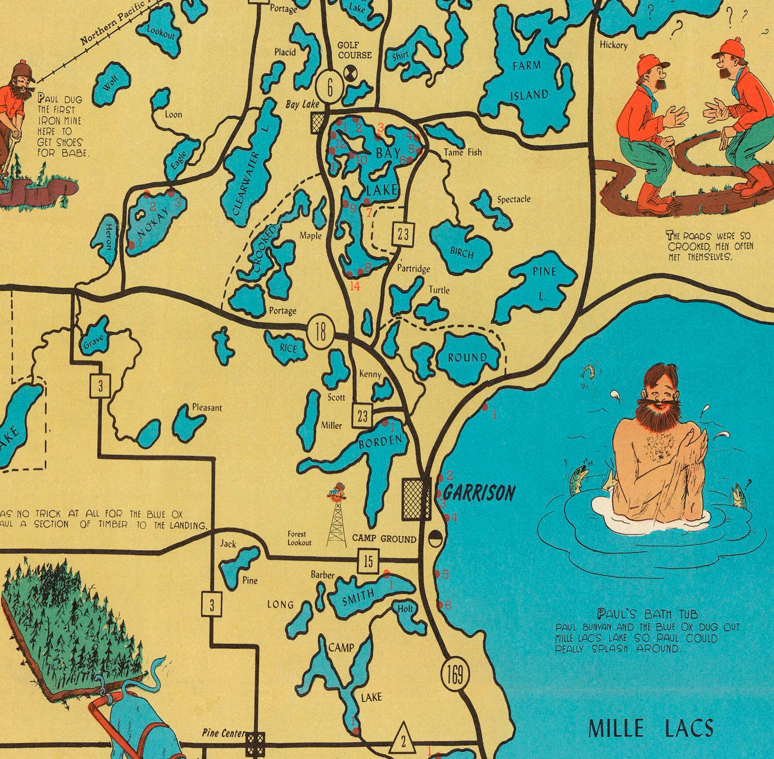 MN Crow Wing Region Pictorial 1946 Ready-to-frame 24 X - Etsy