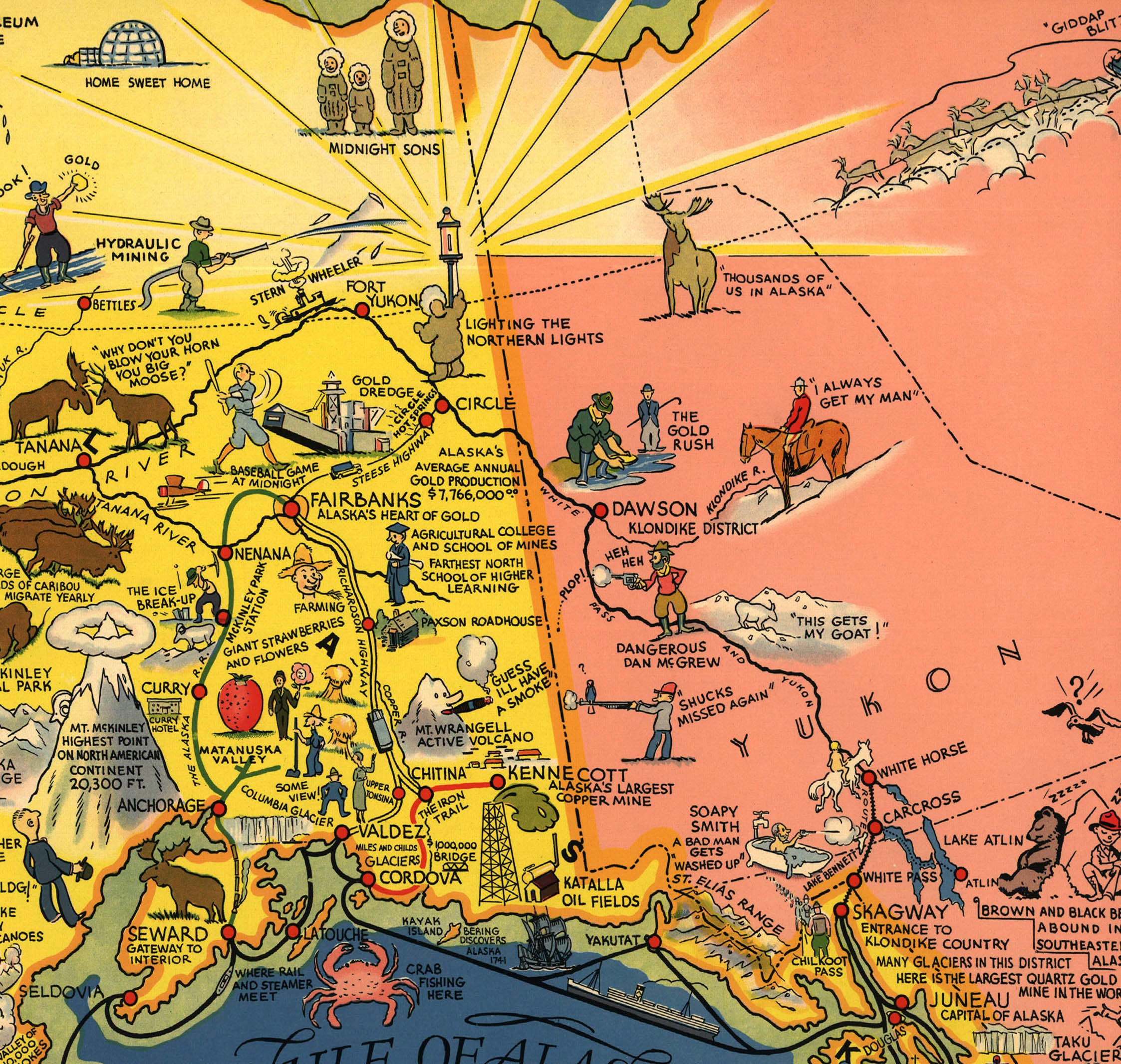 Alaska Pictorial Map 1934 Ready-to-frame 18 X 24 Print Reproduced From ...