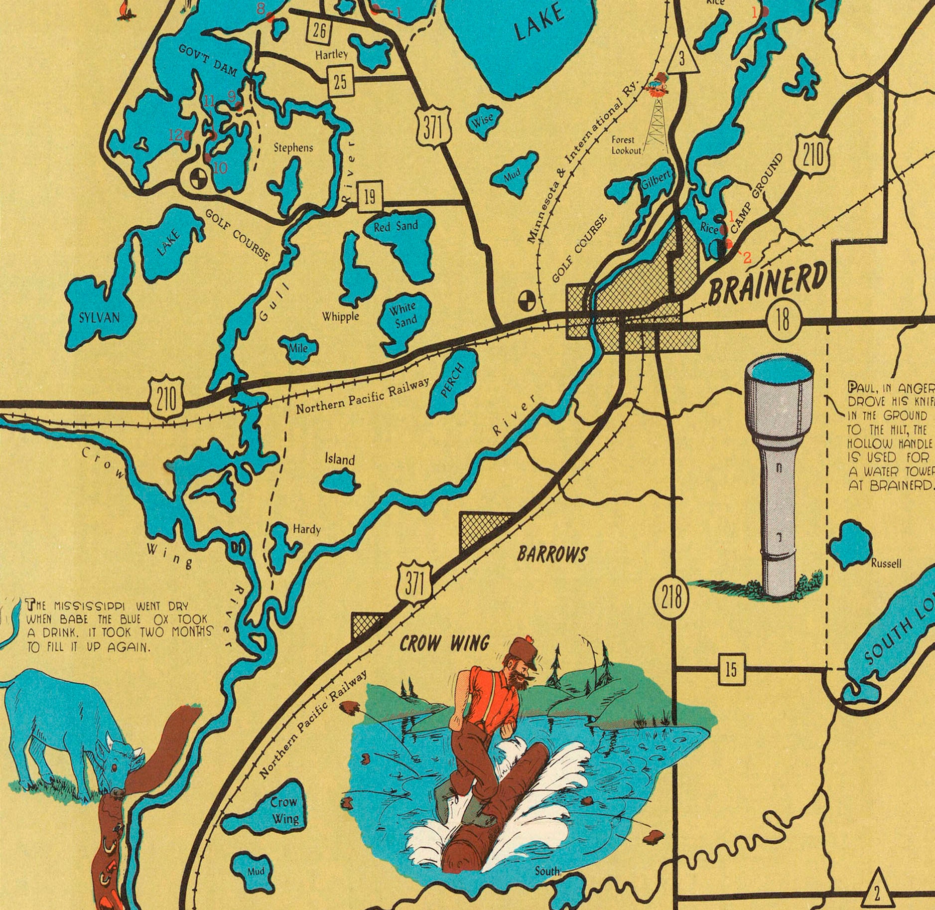 MN Crow Wing Region Pictorial 1946 Ready-to-frame 24 X - Etsy