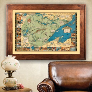 MN the Arrowhead Historical Map 1935; Ready-to-frame 24" X 36" Print ...