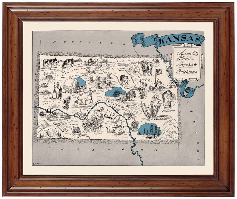 Kansas Pictorial 1931; Ready-to-frame 18" X 24" Print Reproduced From a ...