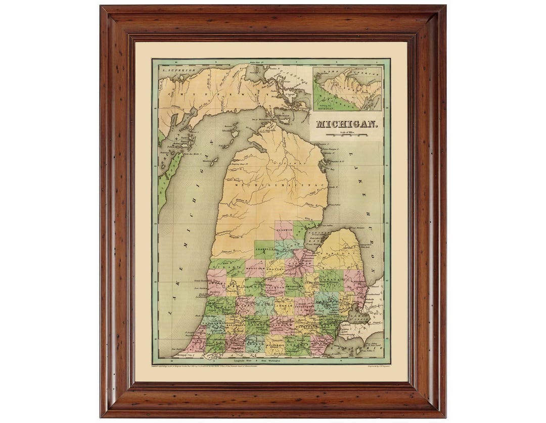 Michigan 1838; Ready-to-frame 18" X 24" Print Reproduced From a Vintage ...