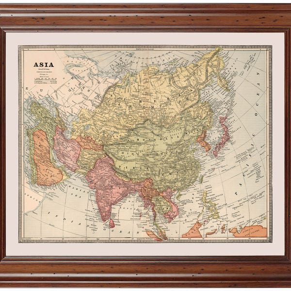 Vintage Asia Map - Etsy