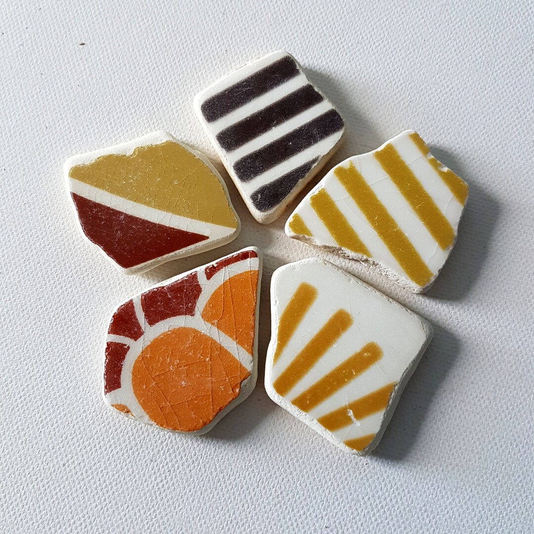 5 Pcs Genuine Sea Pottery Sea Beach Pottery Shards Natural - Etsy