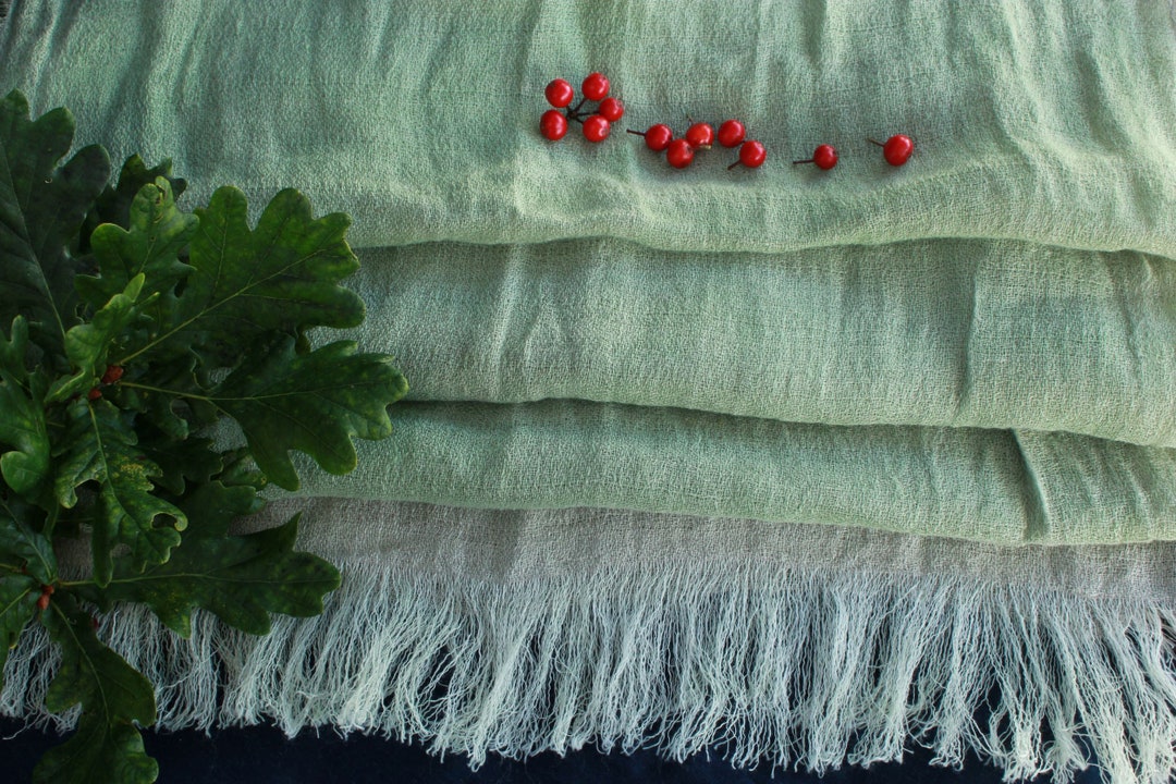 TILIA ~ Naturally Dyed Linen Scarf Handmade in Ireland Using European ...