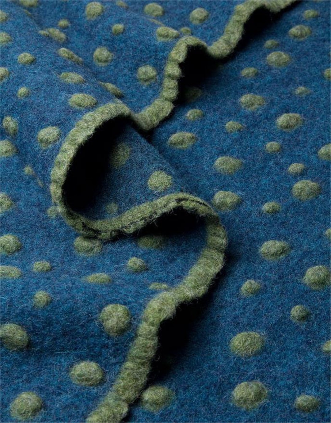 DOTTY PETROL - Felted Wool Fabric, Woolwalk With Green Woolen Dots - Etsy