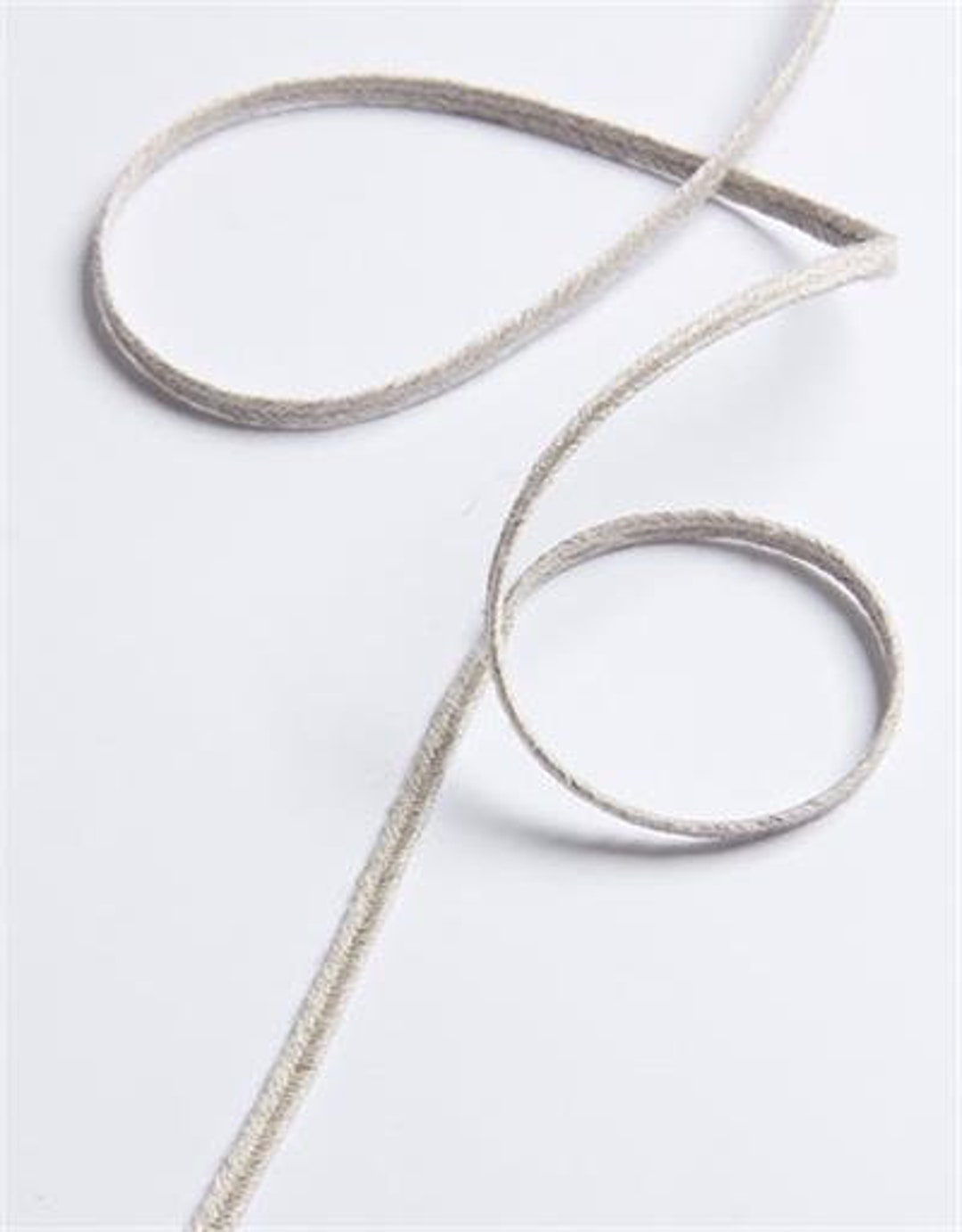 LINEN COTTON CORD Plaited ~ 5mm Wide ~ Made in Europe in a Natural Grey ...
