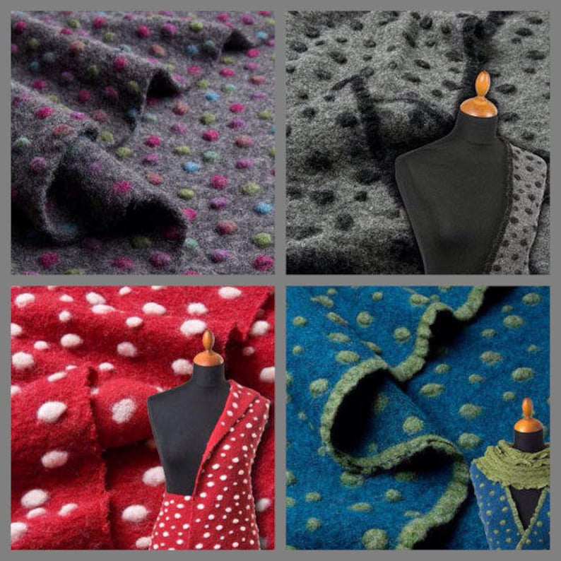 DOTTY Felted wool fabric in several different colours | Etsy