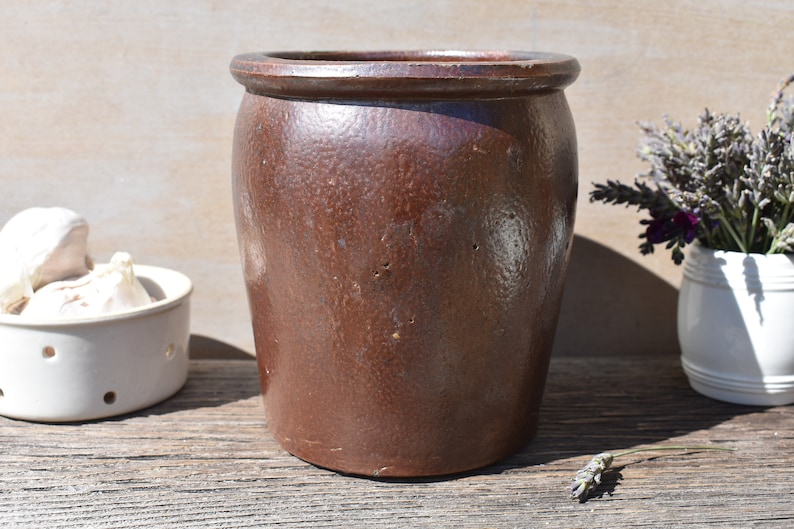 Salt Glazed French Rustic Clay Pot Normandy Dark Clay Rustic - Etsy