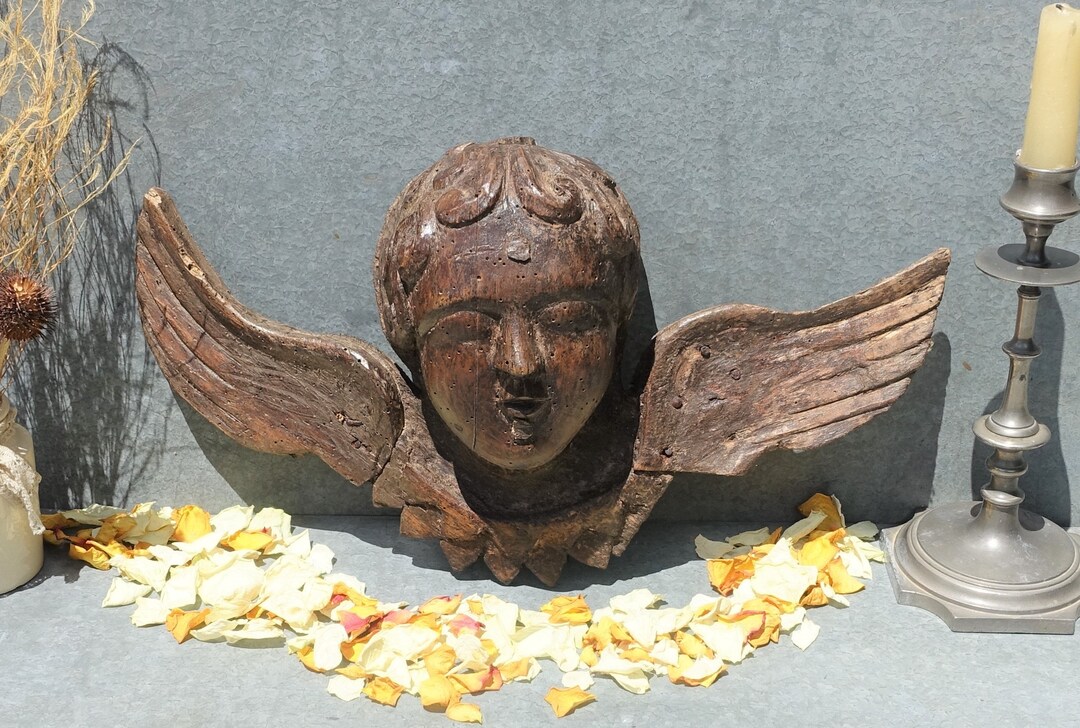1600s French Angel Wooden Sculpture RARE & Wonderful Angel or - Etsy