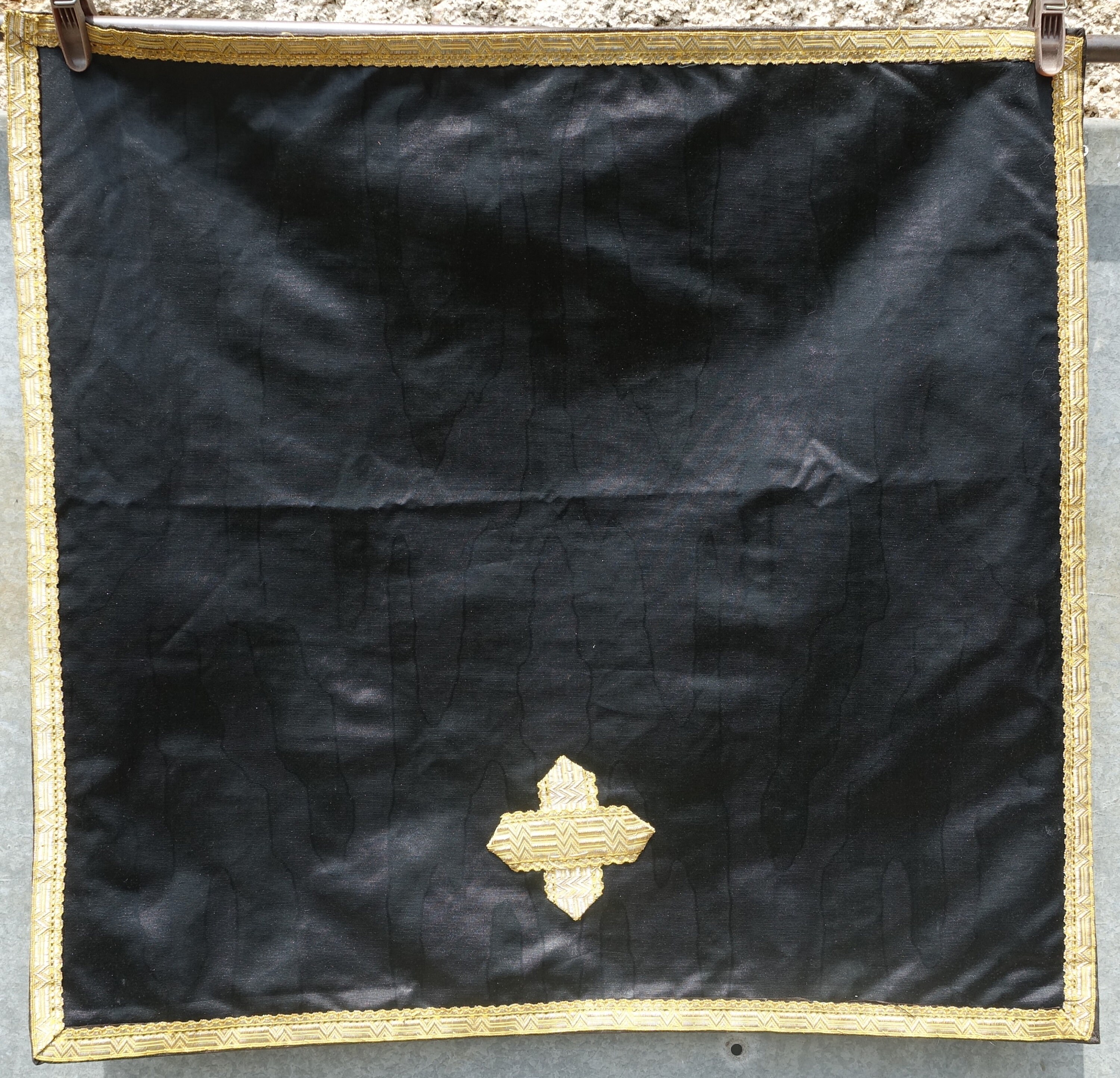 Antique French Moiré Silk Altar Cloths: Black & Purple, Gilt Trim ...