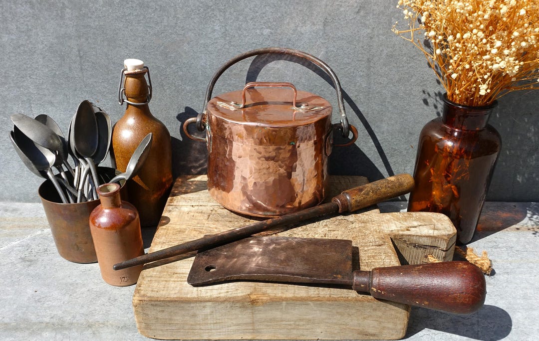 19th Century French Copper Stock Pot, Small Handmade Lidded Copper ...