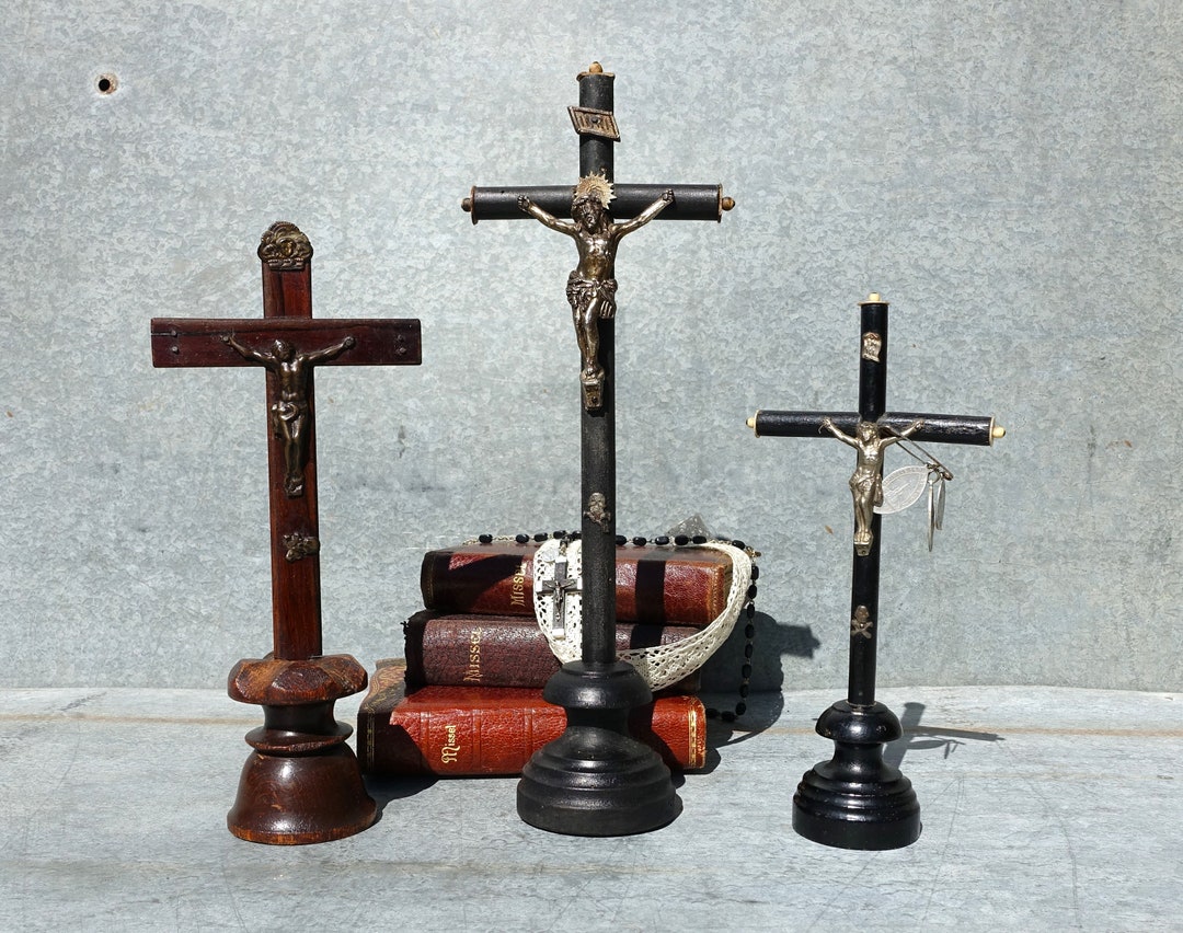 Three French Wooden Crucifixes, Wonderful Selection of Crosses From ...