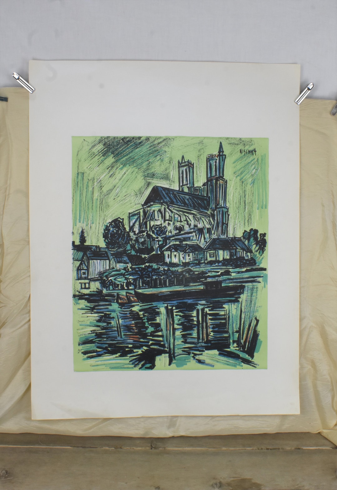 Lithographie de l'artiste parisien "Kischka" (1908-1974). Lithographie ...