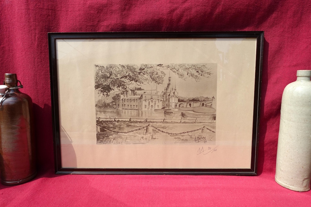 Estampe du Château de Chantilly en édition limitée encadrée, estampe ...