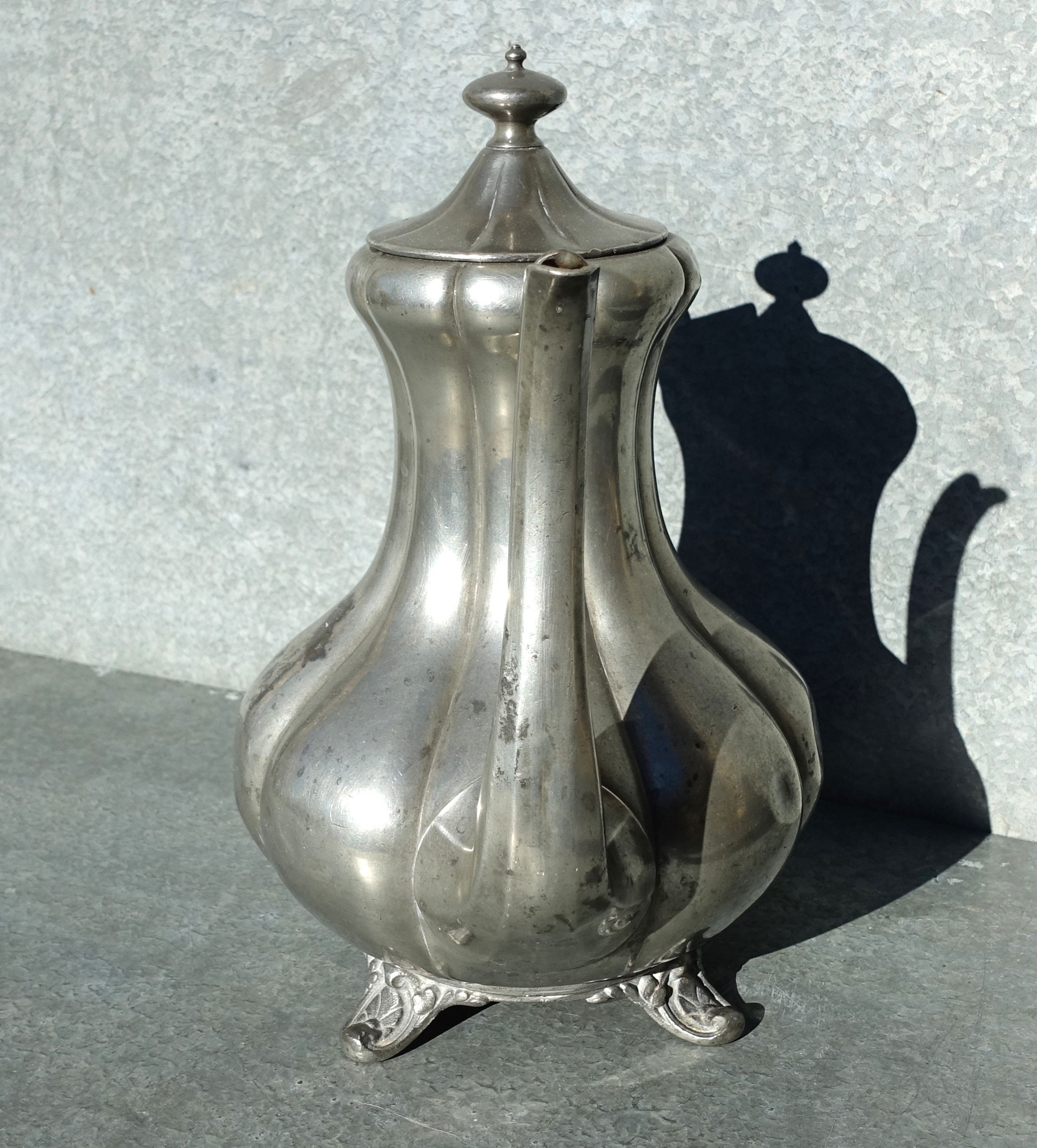 Antique Pewter Coffee Pot: 1897 Shaw & Fisher, Shabby Chic Decor - Etsy