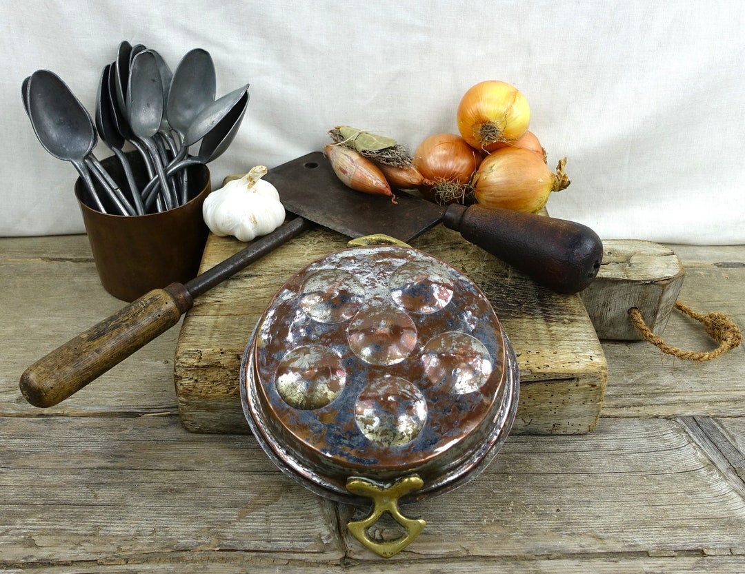 1800's French Tin and Copper Snail Pan, Antique French Escargot Pan ...