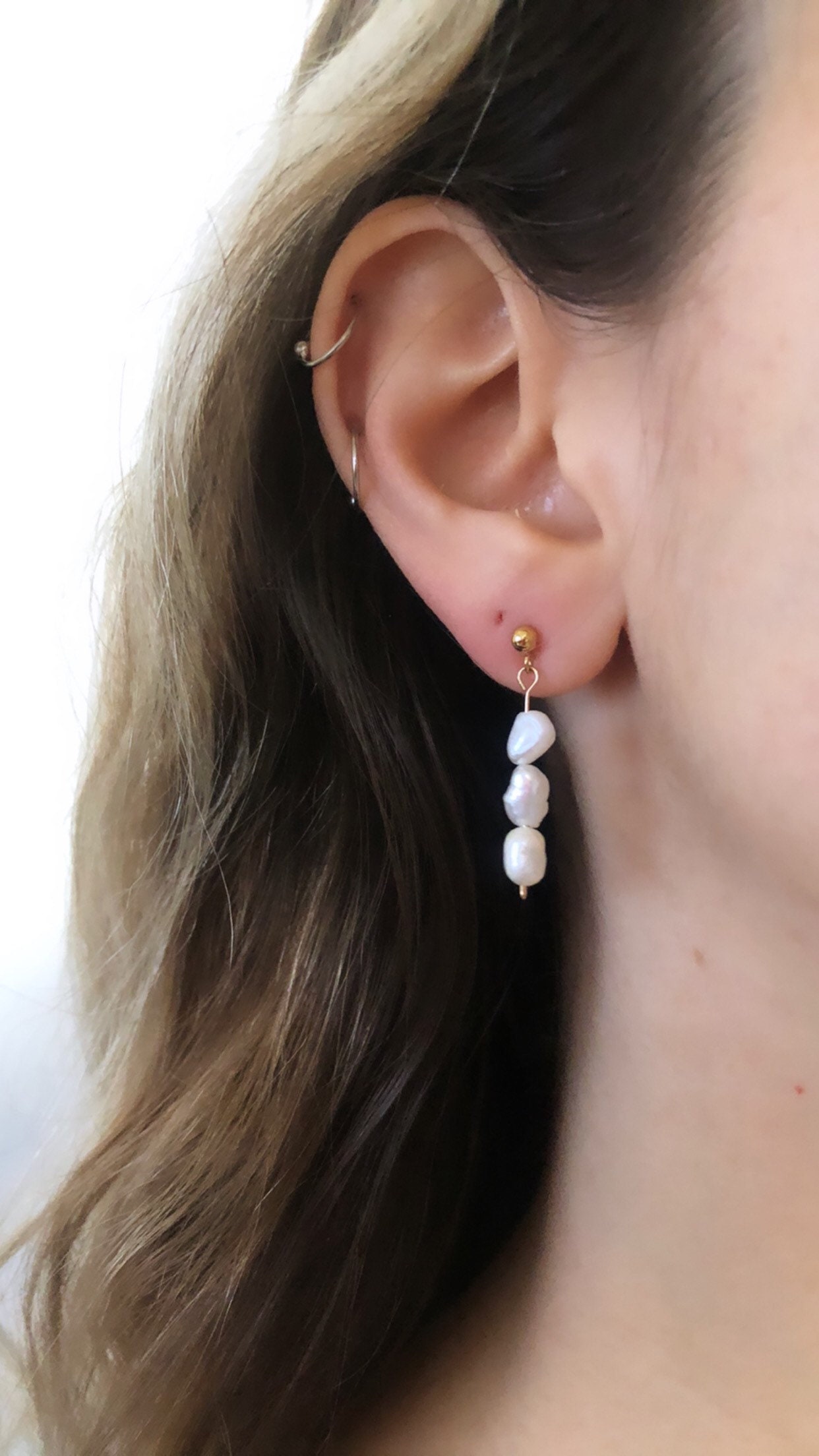 Pearl Drop Earrings Gold Filled Simple Pearl Earrings Pearl | Etsy