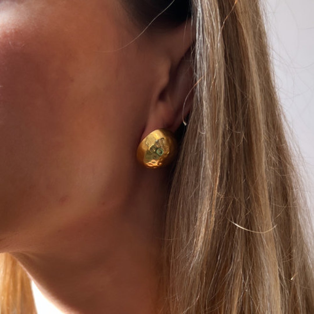 Chunky Gold Earrings, Big Ball Earrings, Oversized Earrings, Bold ...