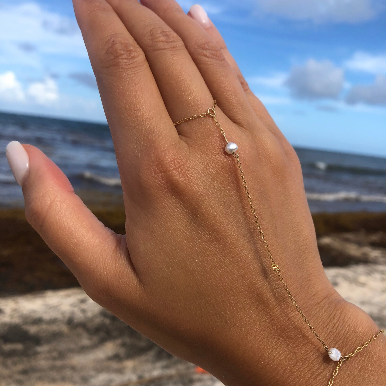 Gold Hand Bracelet, Delicate Ring Bracelet, Dainty Ring Bracelet ...