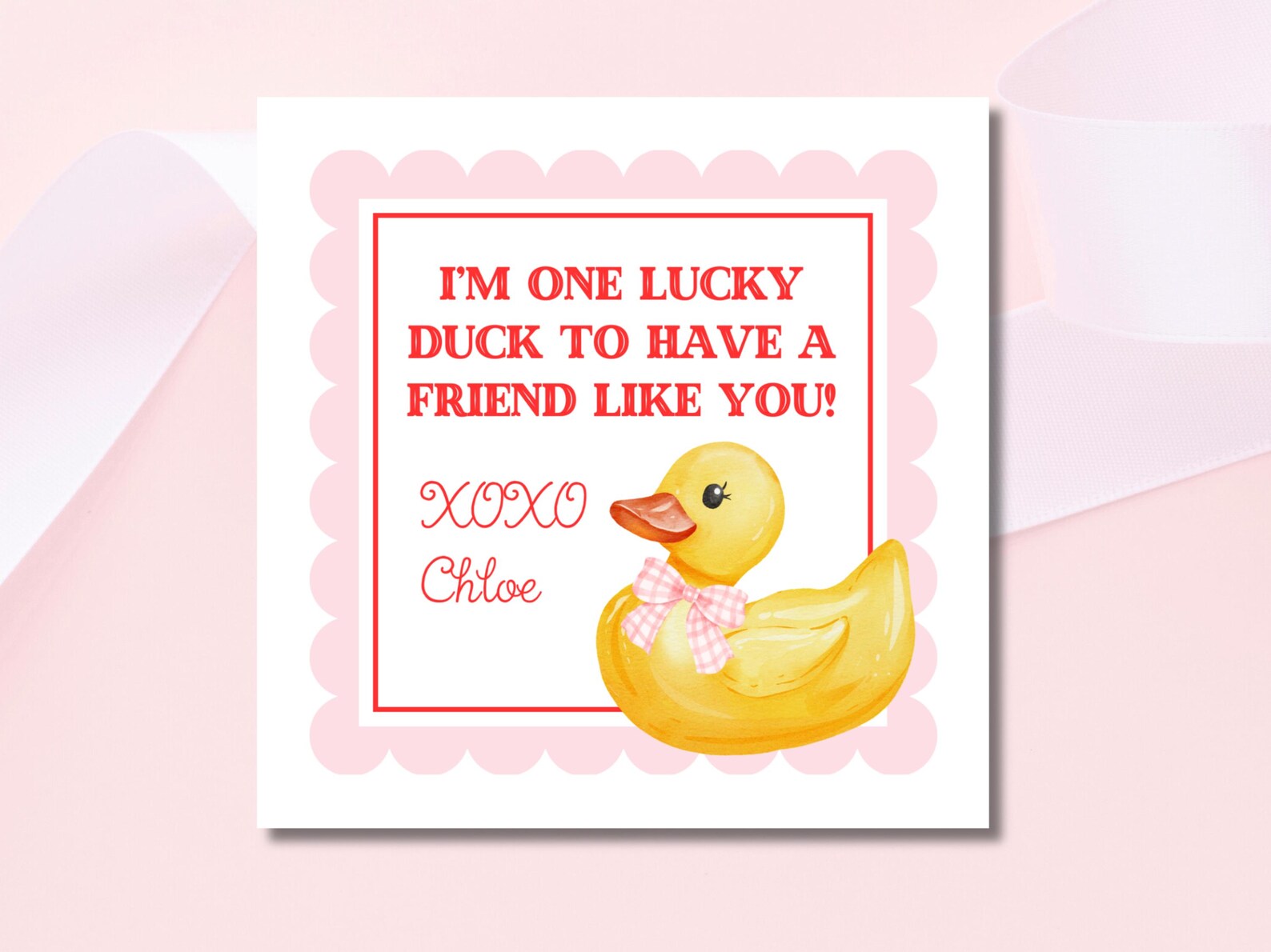 Customizable Ducky Valentine Gift Tag | Printable Download - Etsy