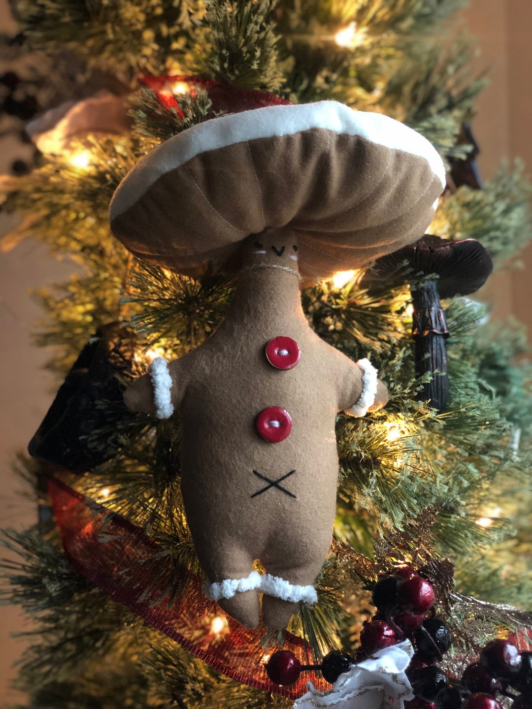 Christmas Gingerbread Sporeling Mushroom Man Plush // Fairy Core Plush ...