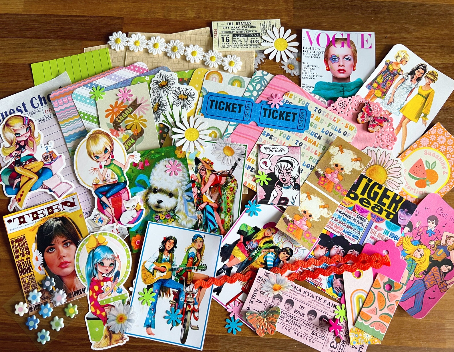 Junk Journal Ephemera Pack 55 Pieces Vintage Retro 1960s Teen Ephemera ...