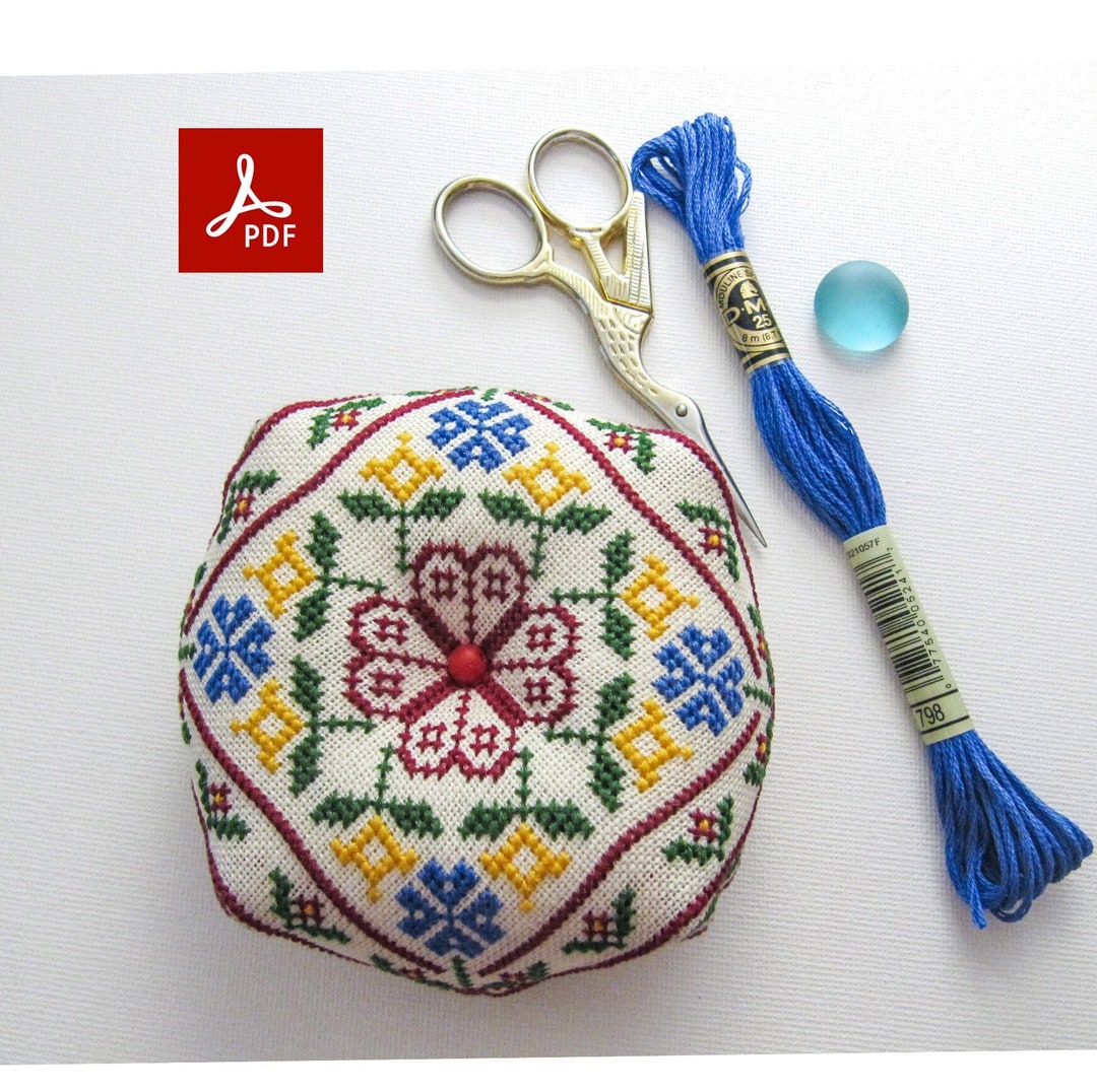 Cross Stitch Pattern Biscornu 'flowers', Digital Biscornu Pattern, PDF ...