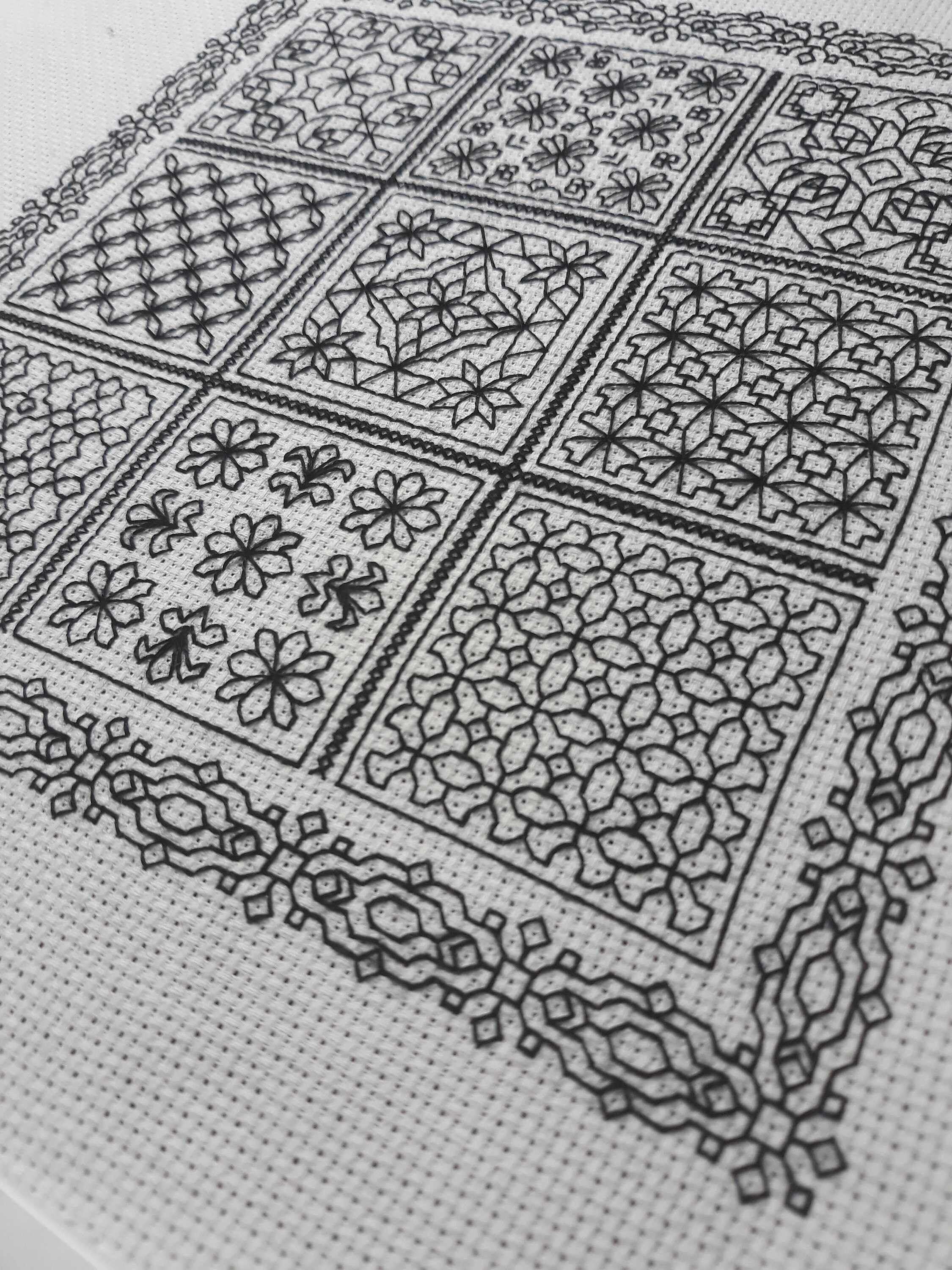 Sampler 1 Blackwork Style Sampler Pattern, Digital Pattern, Backstitch ...