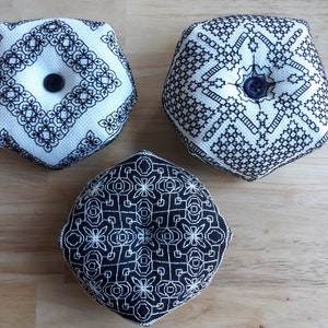 Set of 3 Biscornu Patterns, PDF Patterns, Blackwork Biscornu Patterns ...