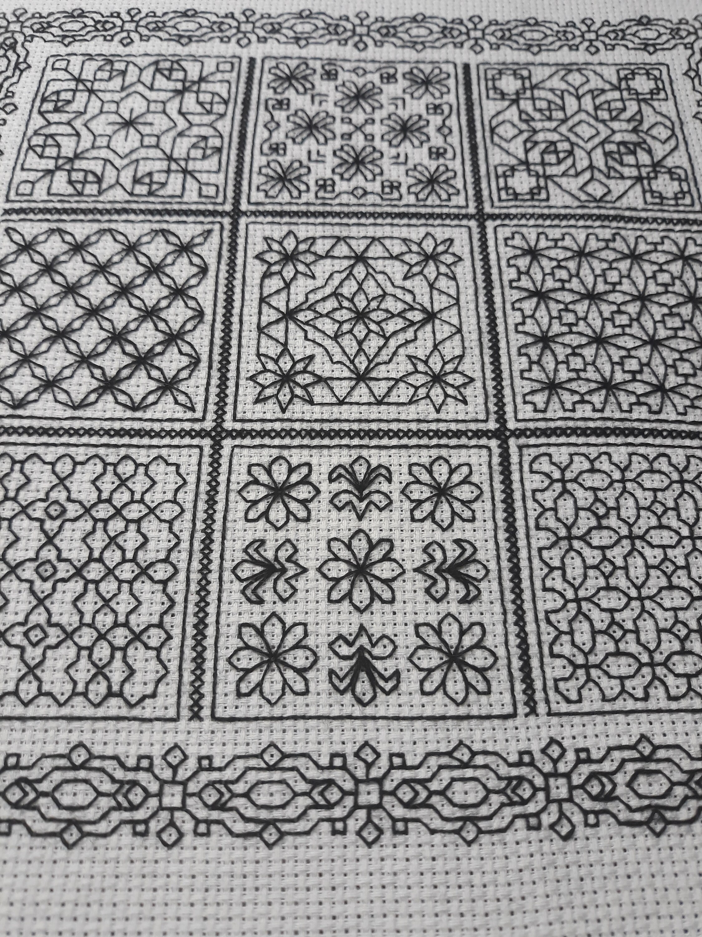 Sampler 1 Blackwork Style Sampler Pattern, Digital Pattern, Backstitch ...