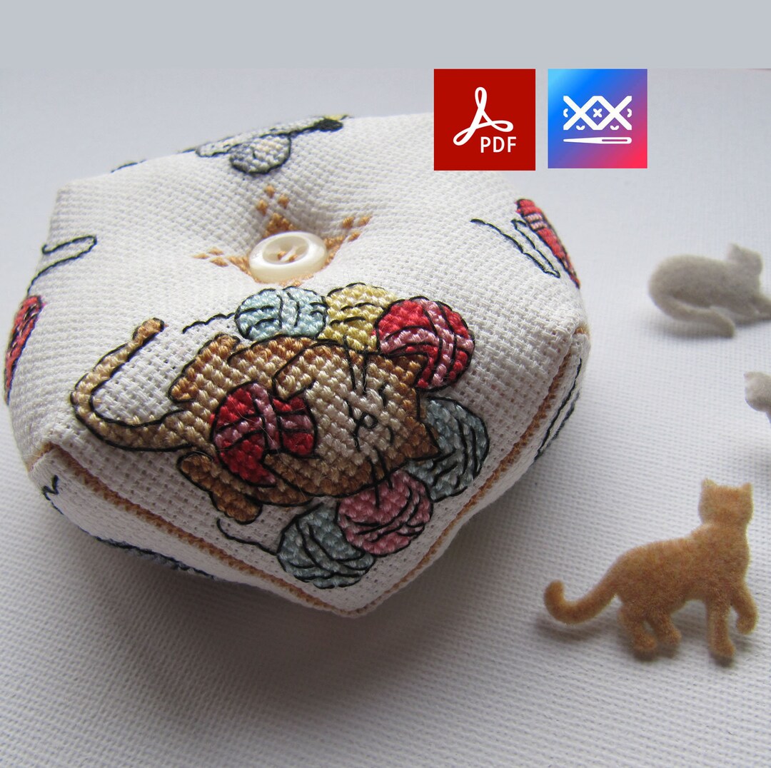 Cross Stitch Pattern Biscornu 'cat and Mice', Digital Biscornu Pattern ...