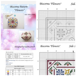 Cross Stitch Pattern Biscornu 'flowers', Digital Biscornu Pattern, PDF ...