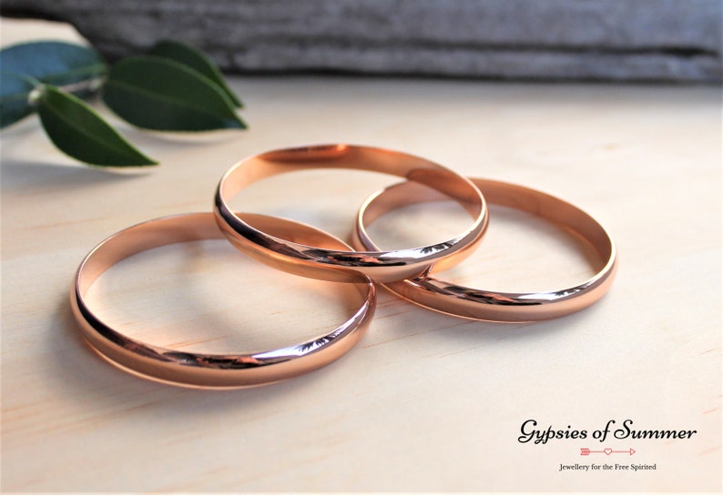 18k Rose Gold Filled Bangle / Stacking Gold Bangle / 8mm Width - Etsy