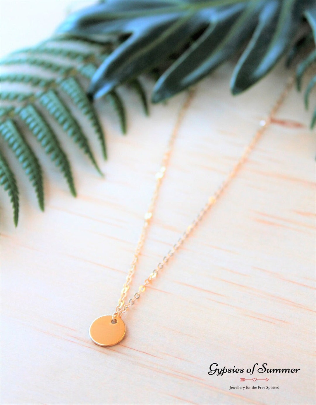 Small Gold Disc on 14k Gold Filled Chain / 14kt Gold Filled Necklace ...