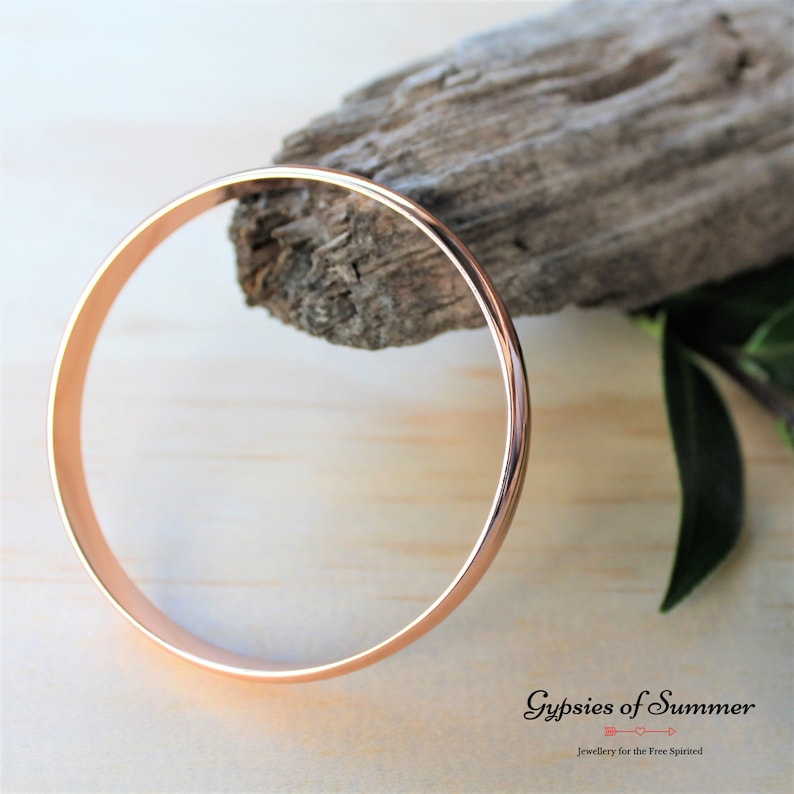 18k Rose Gold Filled Bangle / Stacking Gold Bangle / 8mm Width - Etsy