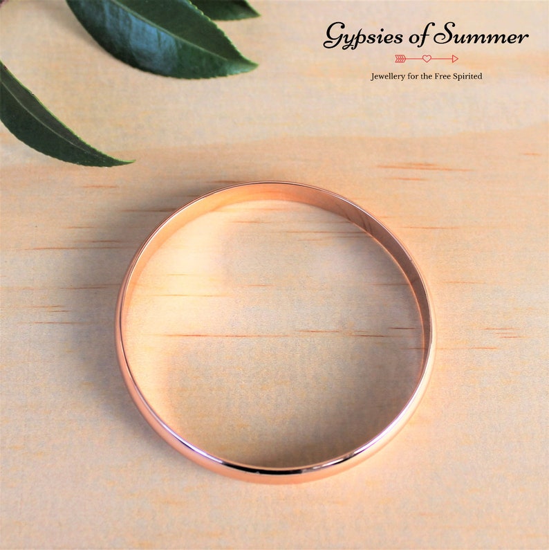 18k Rose Gold Filled Bangle / Stacking Gold Bangle / 8mm Width - Etsy