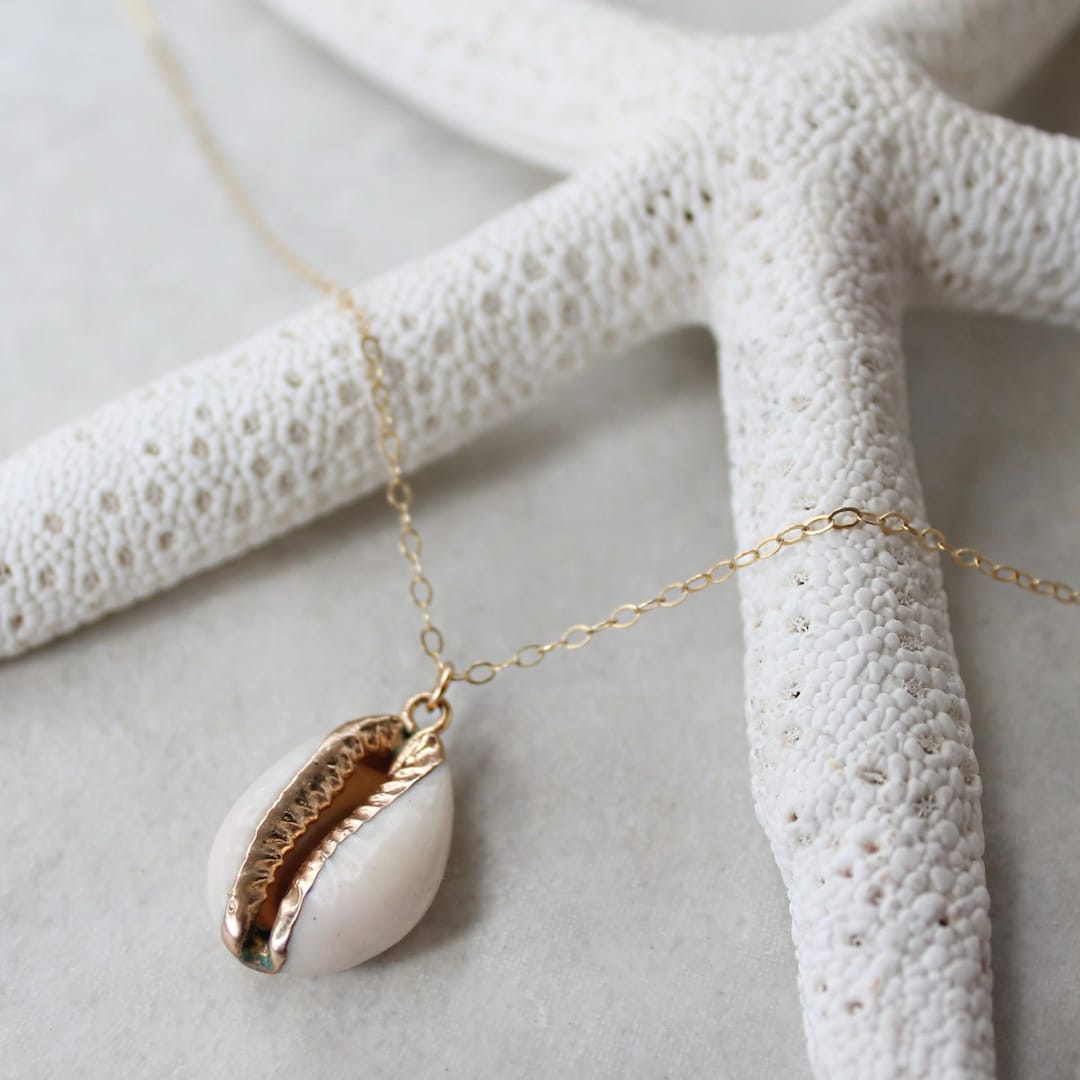 Cowrie Shell Gold Necklace / Seashell Jewellery / Mermaid Jewelry / 14k ...