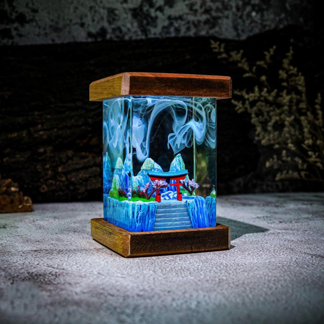 Japanese Torii Gamer Scene Lamp, Home Decor, Minimal Gaming Decor, Glow ...