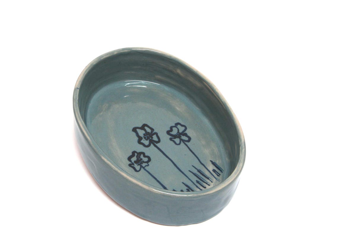 Ceramic Blue-grey Oval Baking Pan for Cakes, Pies, Etc. A Beautiful ...