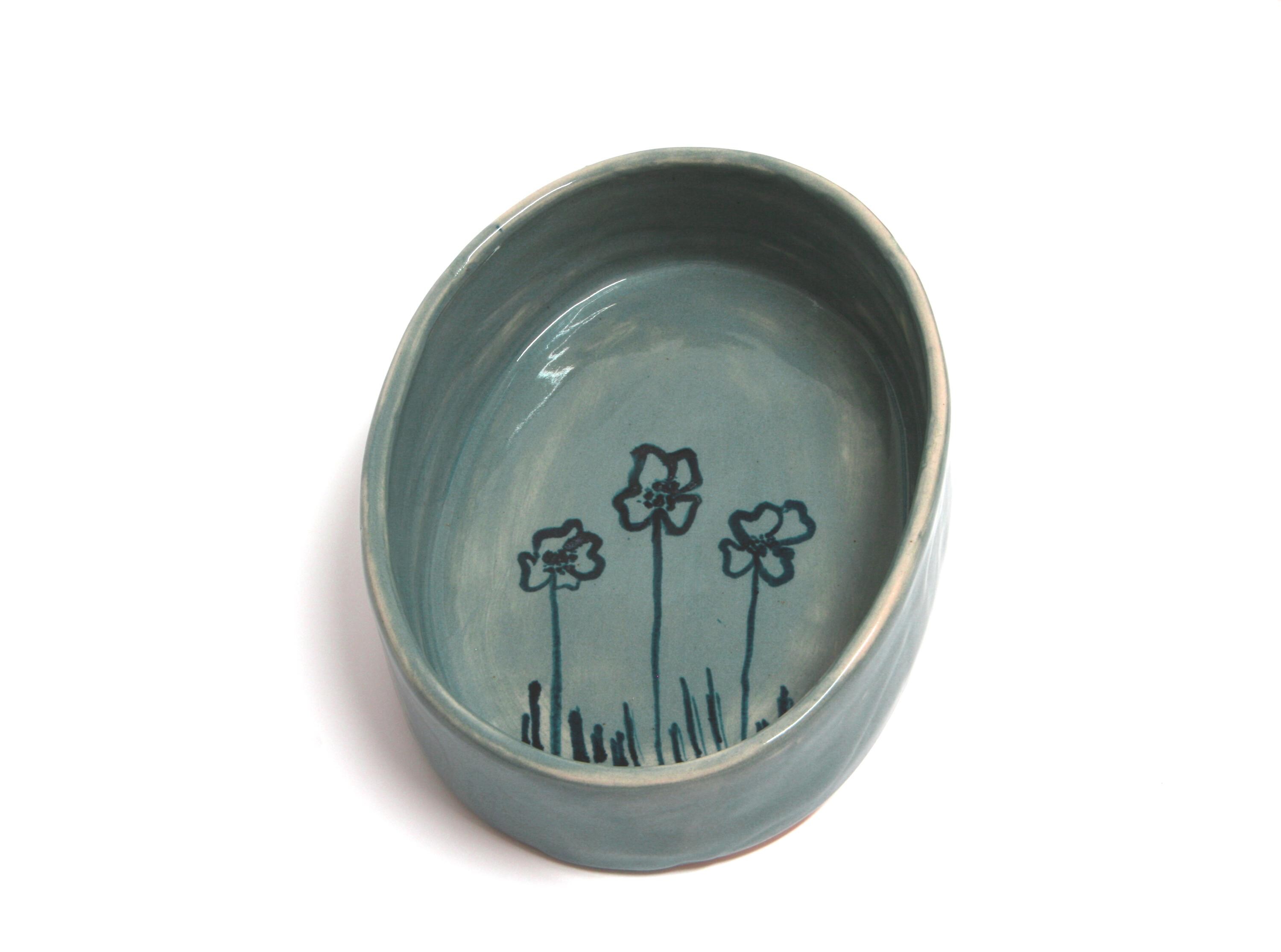 Ceramic Blue-grey Oval Baking Pan for Cakes, Pies, Etc. A Beautiful ...