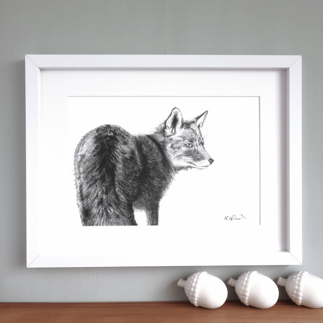 Fox Illustration - A4 Fox Wall Art - Woodland Print - Country Kitchen ...