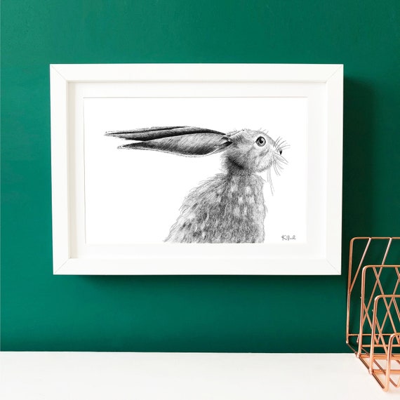 Hare Wall Art A4 Wildlife Illustration Animal Poster - Etsy