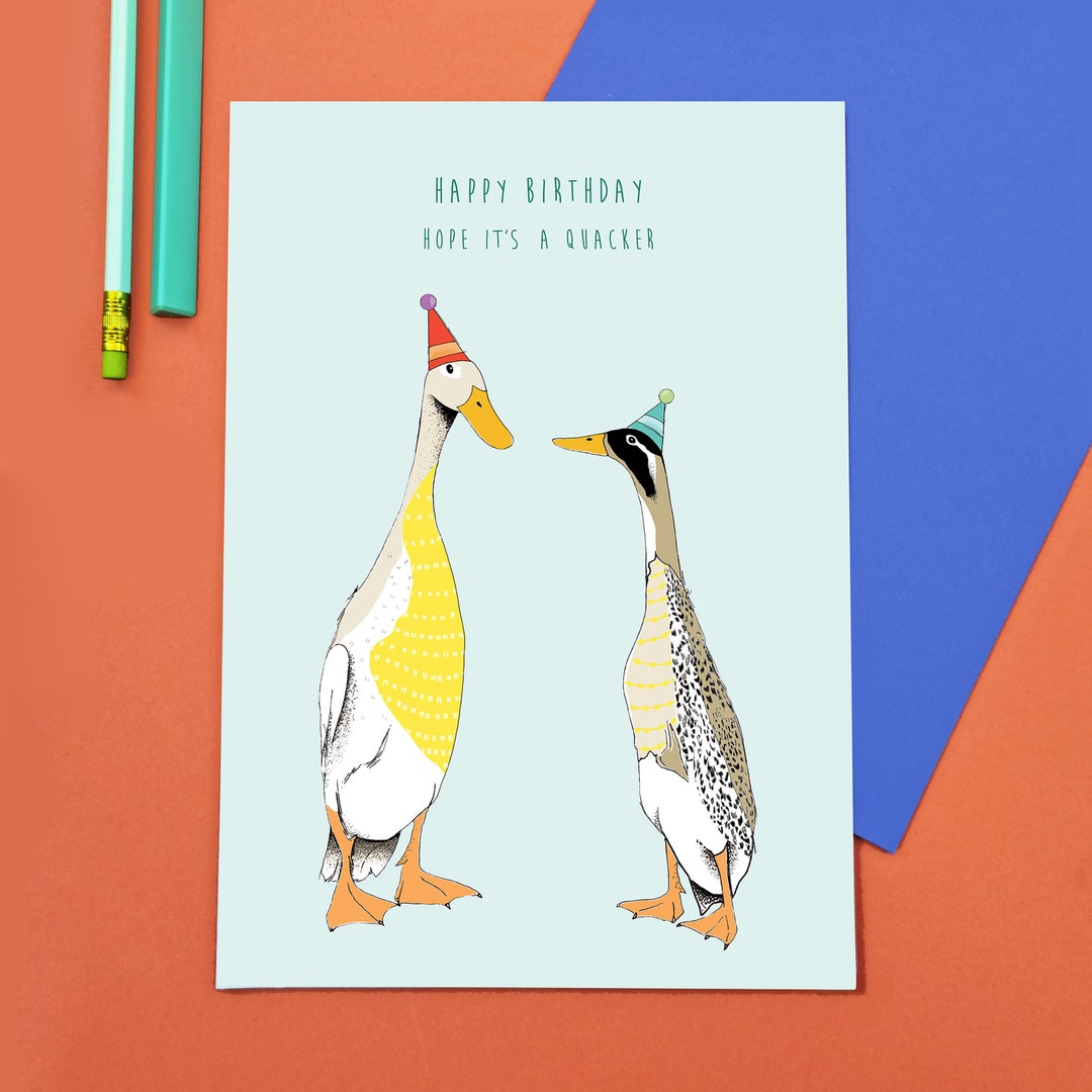 Duck Birthday Card - Animal Art - Cards for Friend - Etsy