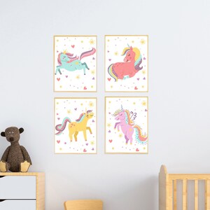 Unicorn Printable Wall Art for Girl Bedroom Decor, Digital Download ...