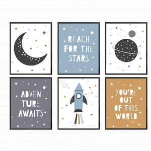 Outer Space Printable Wall Art Set of 6, Digital Download, Space Themed ...