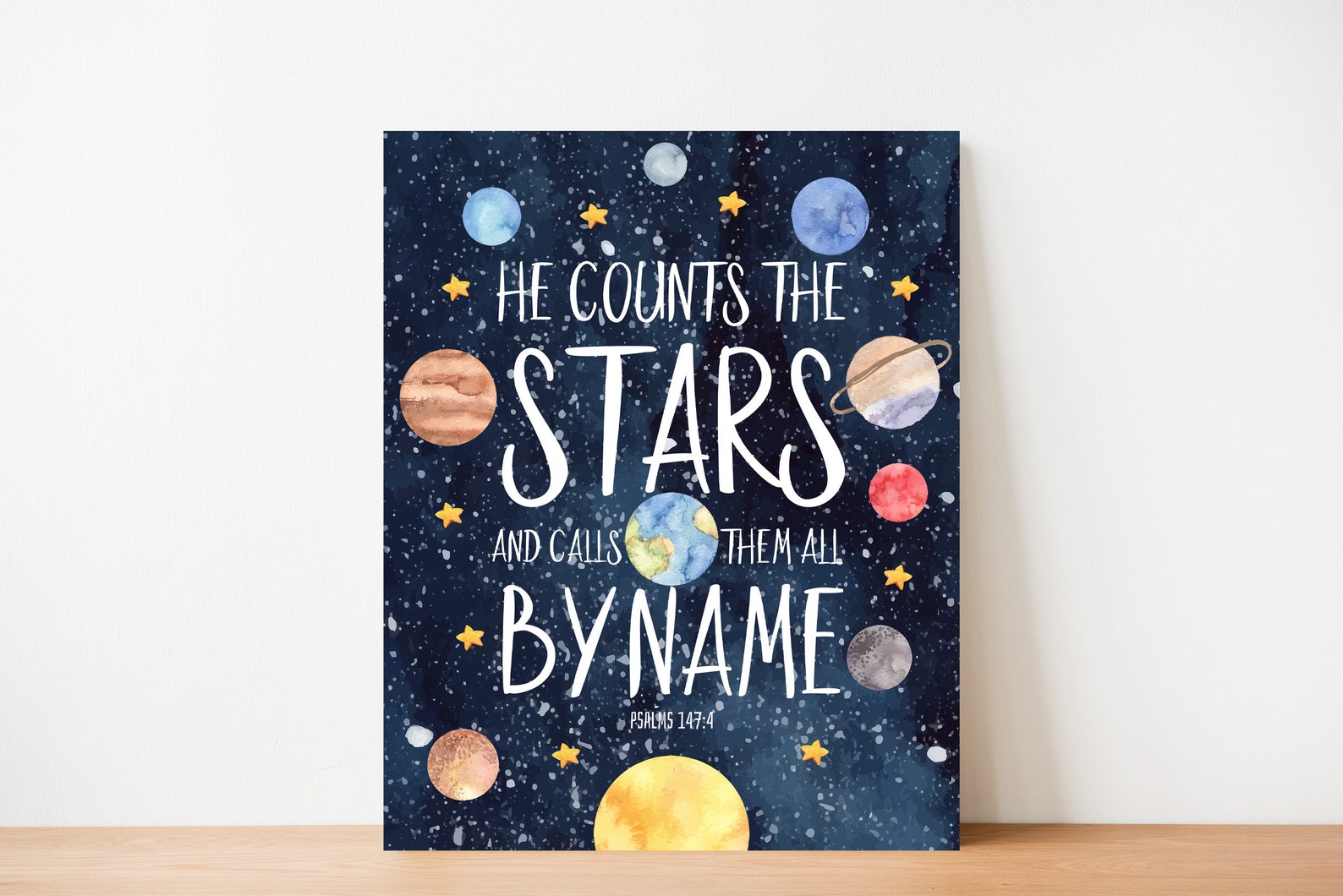 Space Bible Verse Print: Solar System Nursery Decor (digital Download ...